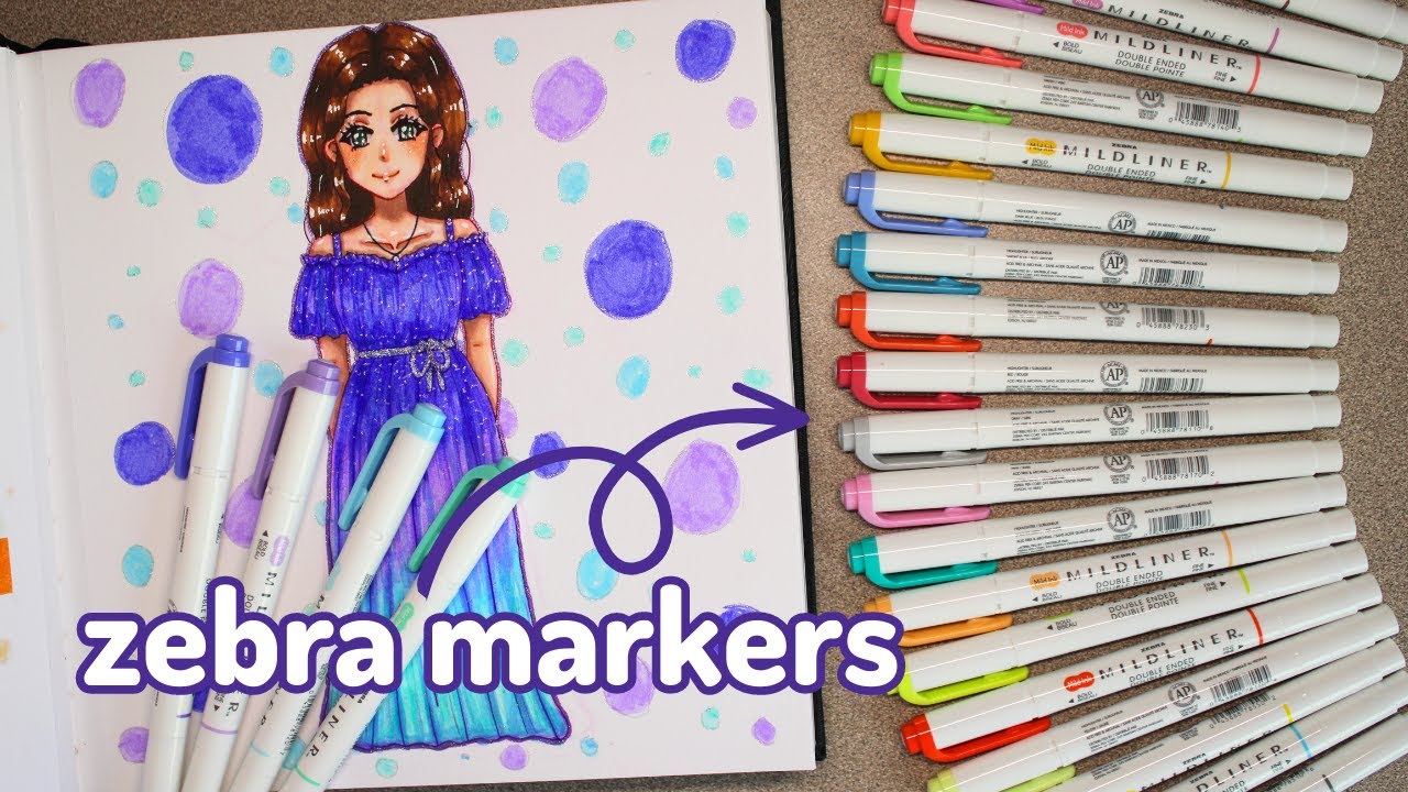 Trying out Zebra Mildliners | Making an Illustration 💜 - YouTube