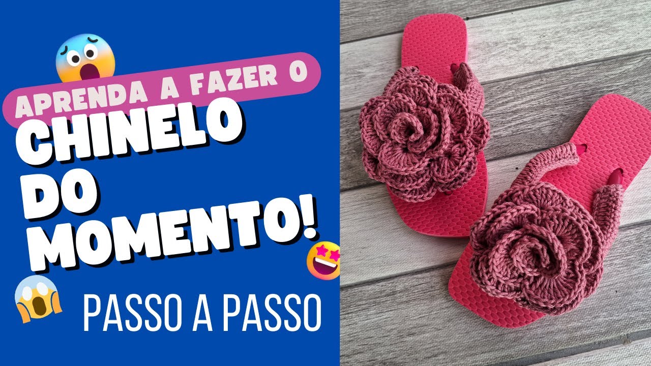 COMO FAZER CHINELO CUSTOMIZADO EM CROCHÊ COM FLOR Fácil 🌷 🌹 - YouTube