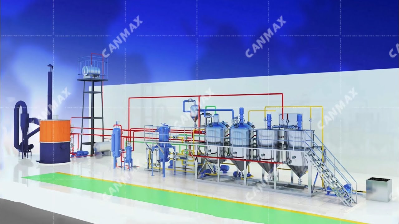 3D demonstration video of Edible oil refinery whole working process of ...