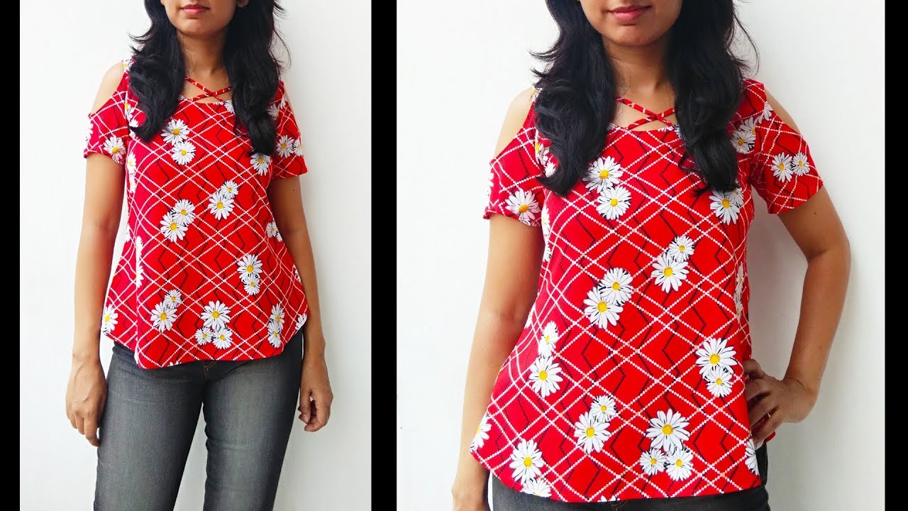 Trendy Top with Cold Shoulder Sleeves & String Neckline | Easy Way to ...