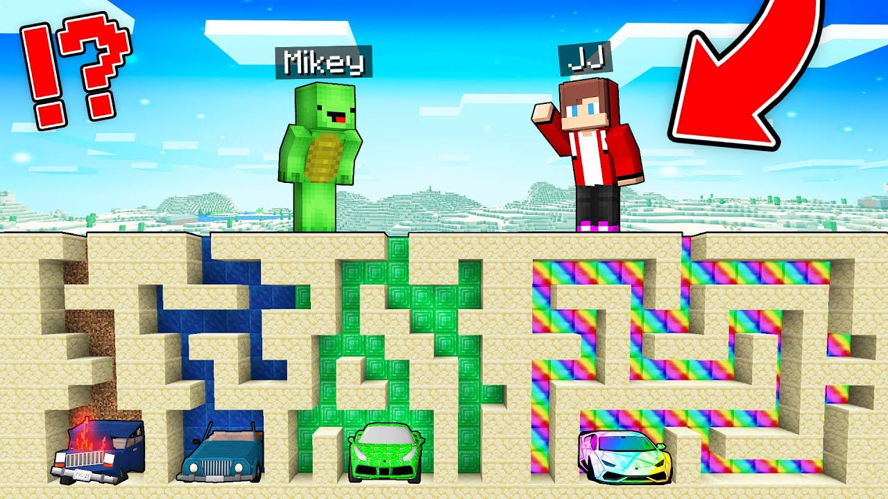 JJ And Mikey BUILT The BIGGEST MAZE ALL COLOR in Minecraft Maizen - YouTube