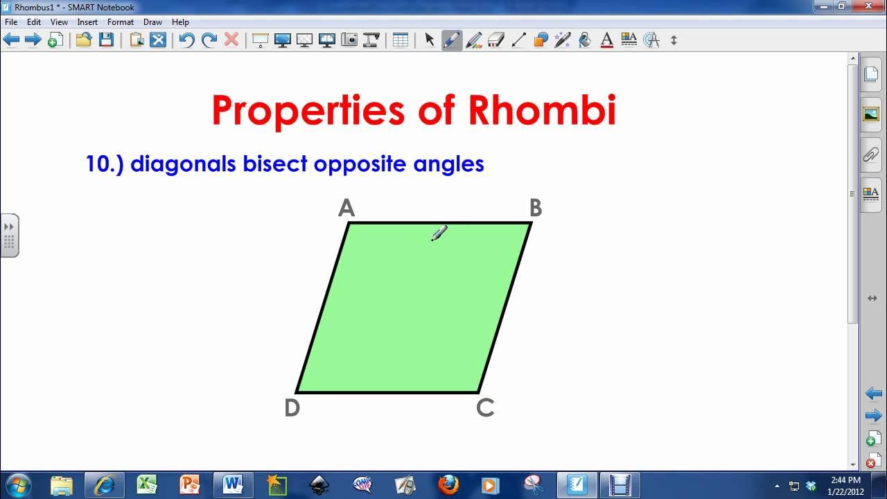 Properties of Rhombi (Rhombus) - YouTube