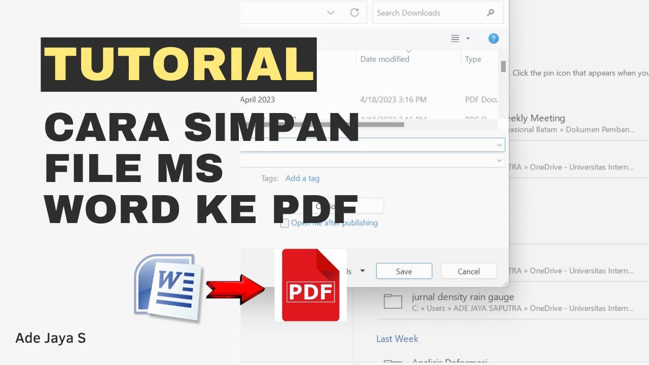 CARA MUDAH MENYIMPAN FILE MS WORD KE PDF - YouTube