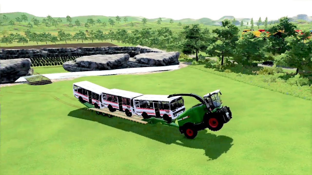 Farm Simulator 22 bus with harvester - YouTube