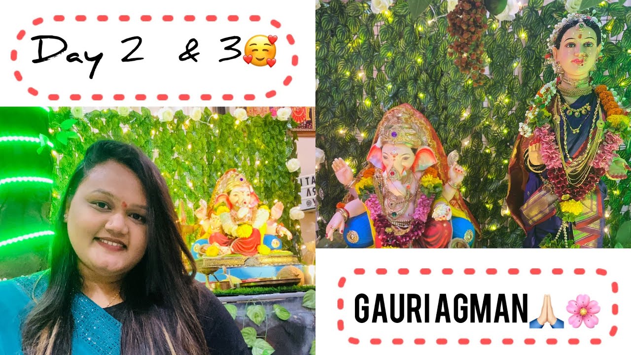 Gauri agman🙏🏻🌸 | Aarti at 4 different places | #ganpatibappamorya # ...