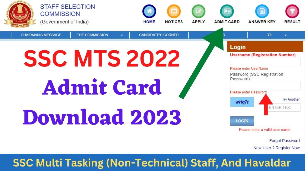 SSC MTS Admit Card 2023 Kaise Download Kare || How To Download SSC MTS ...