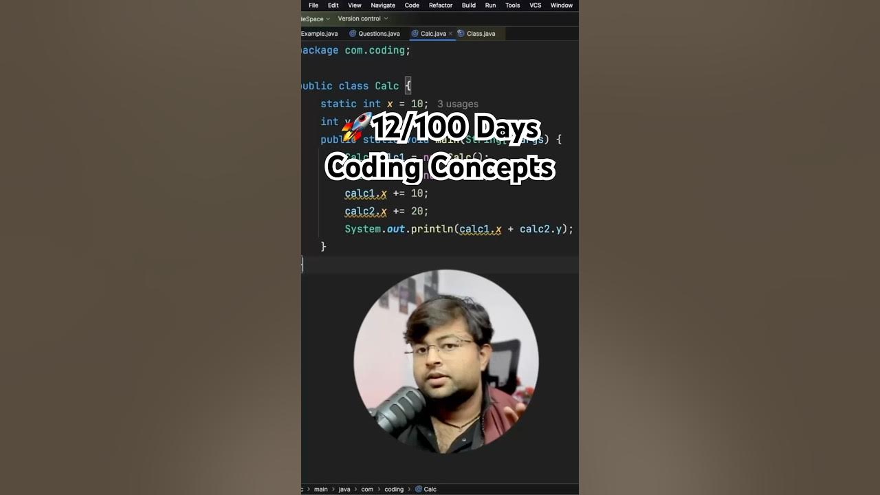🚀12/100 Days Coding Concepts l Static and Instance Variable Concepts #codeeveryday #keepcoding ...
