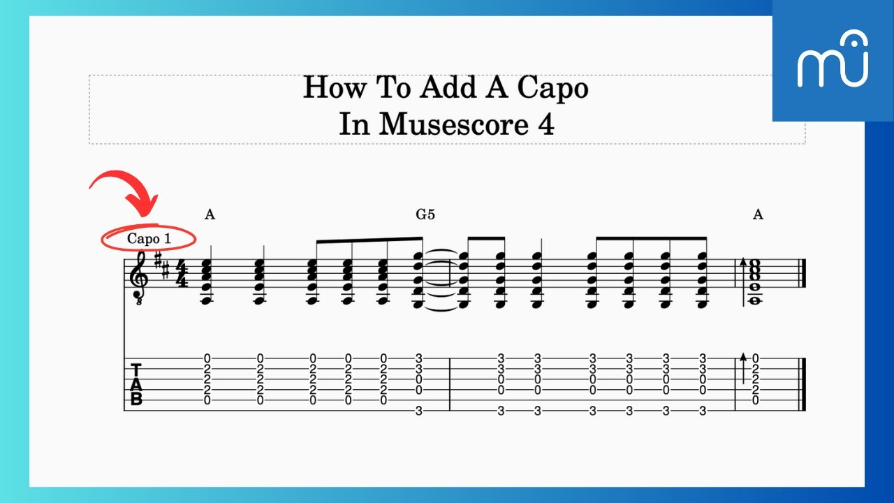 How To Add A Capo To Your Score In Musescore 4 - YouTube
