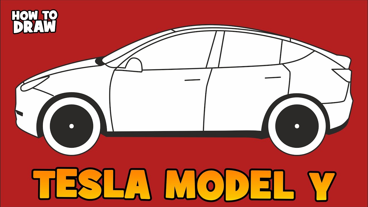 How to draw Tesla Model Y side view - vector outline drawing - YouTube