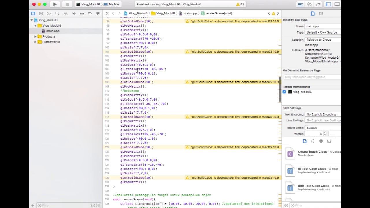 Grafkom5 == Xcode to Glut == Lighting dan Material ( Lorong ) - YouTube