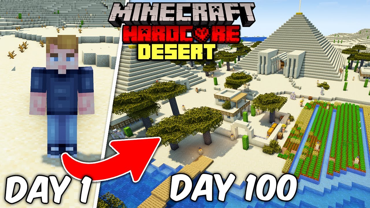 I Survived 100 days in a Desert in Hardcore Minecraft! - YouTube
