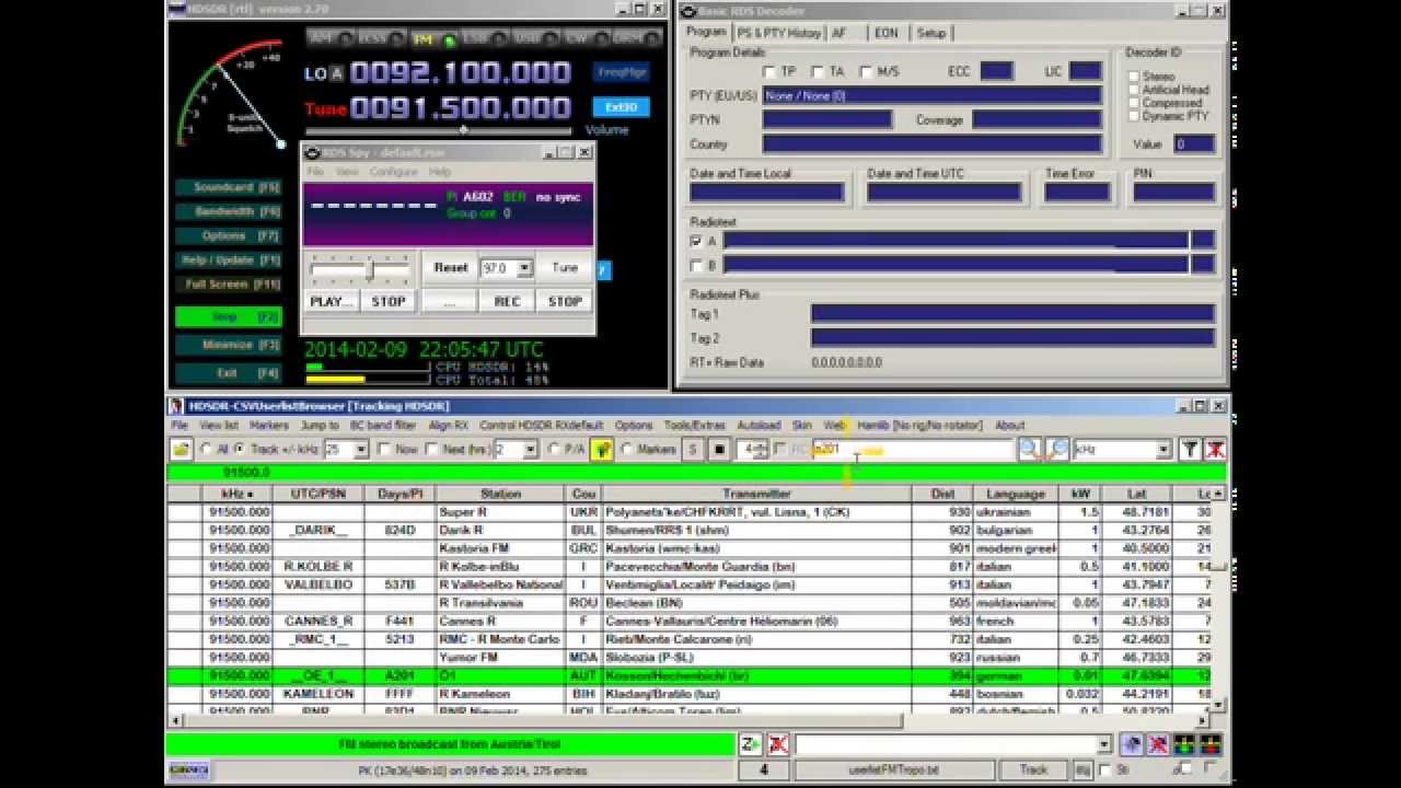 HDSDR / RTL SDR / RDS SPY and CSVUserlistBrowser - YouTube