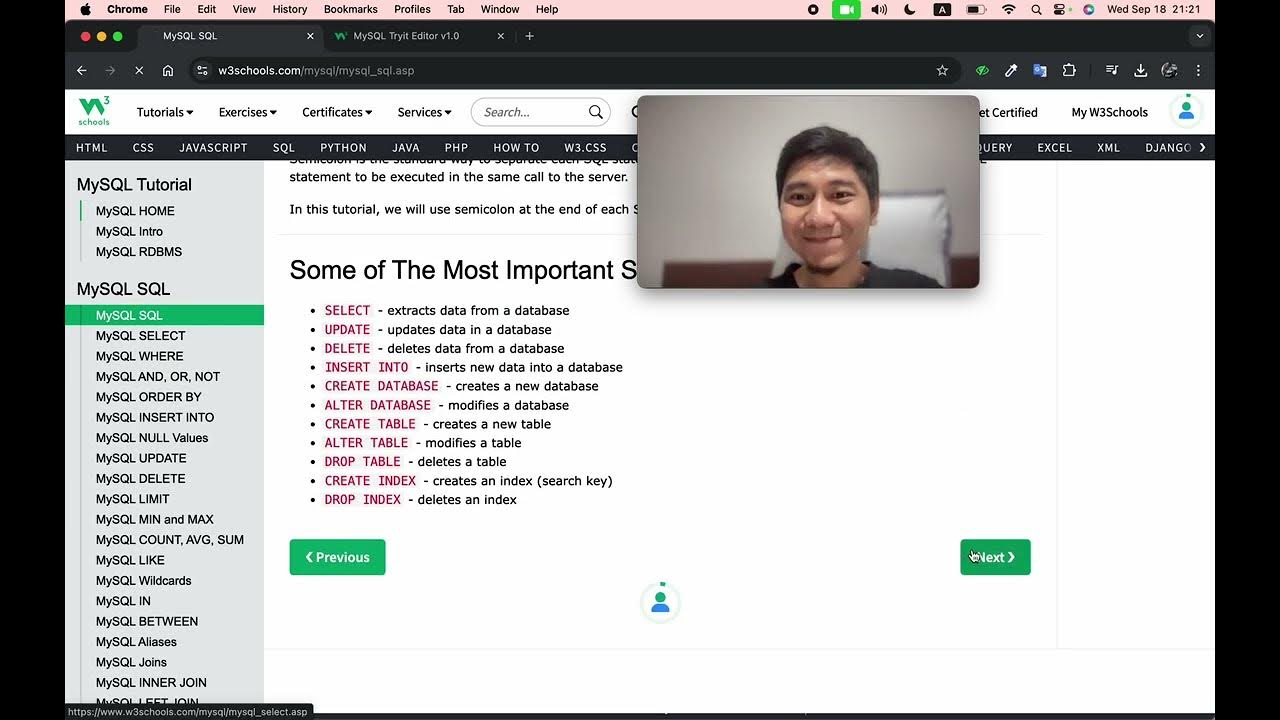 Belajar MySQL dasar untuk pemula menggunakan web w3schools.com | Part #1 MySQL SQL - YouTube