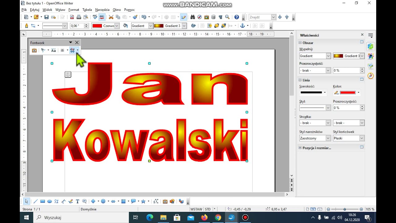 SP2 Nysa - Open Office - Fontwork - ozdobne napisy. - YouTube