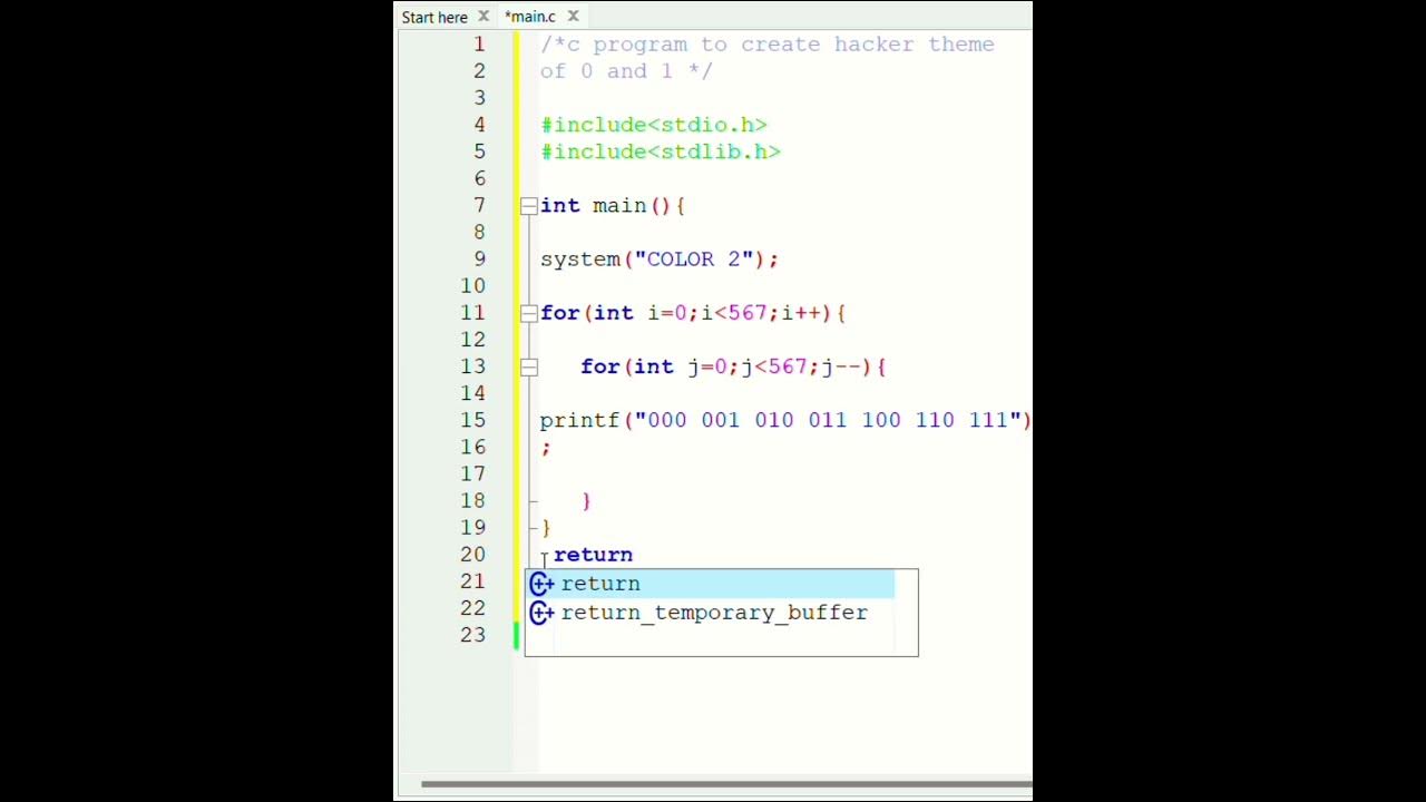 C Program To Create Hacker Theme #shorts #cprogramming #coding - YouTube