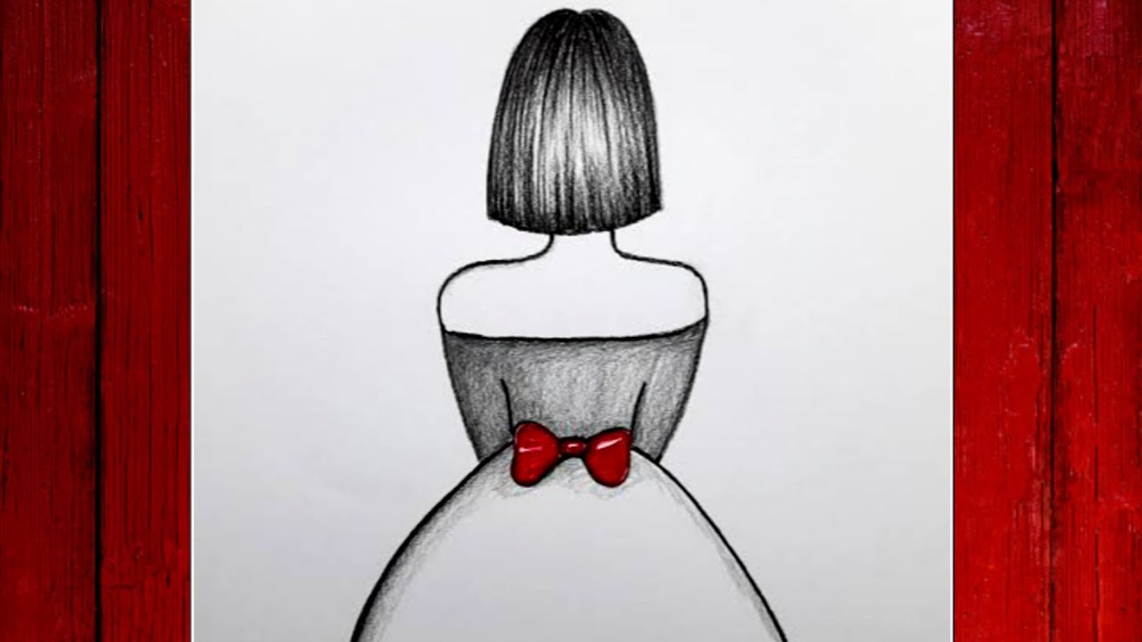 How to Draw a Beautiful Girl Turning Her Back - Pencil Drawings of a ...