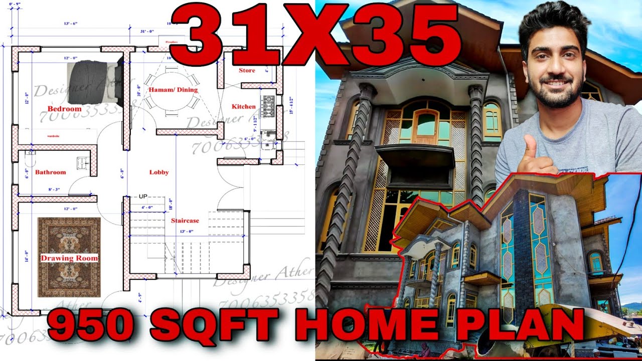 Tiny house design | 949 sqft 31x35 | Beautiful House - YouTube
