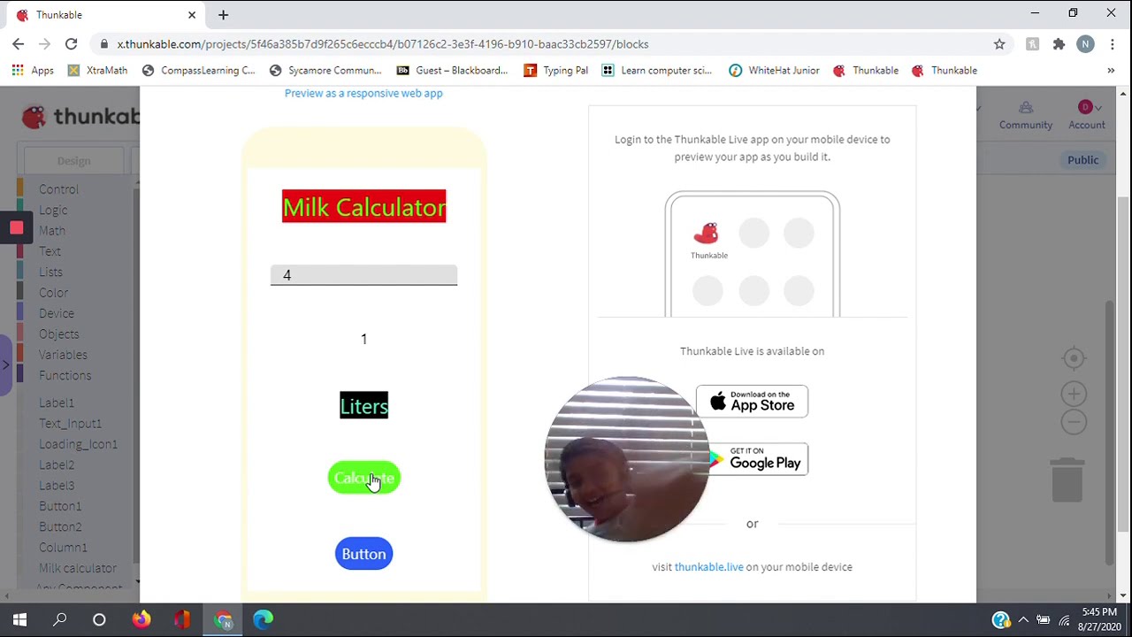 Thunkable series episode 1 Milk calculator - YouTube