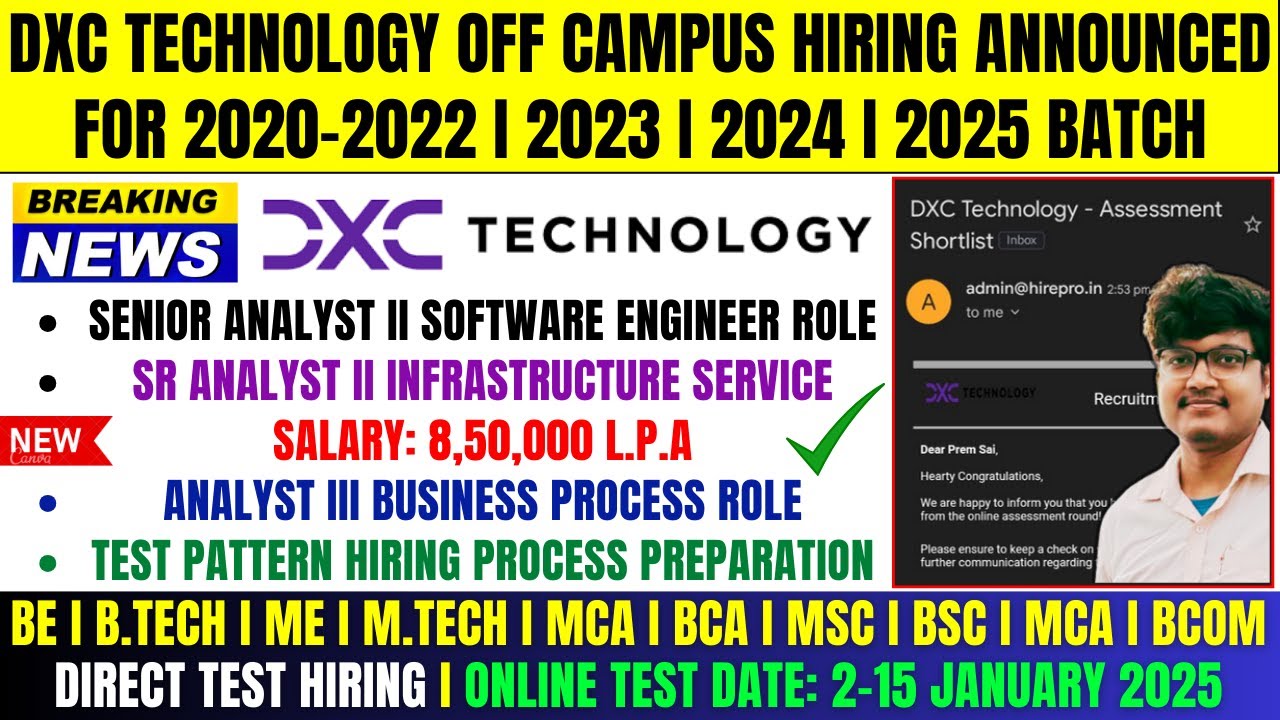 DXC Technology New Hiring Announced | Multiple IT Role | OFF Campus ...