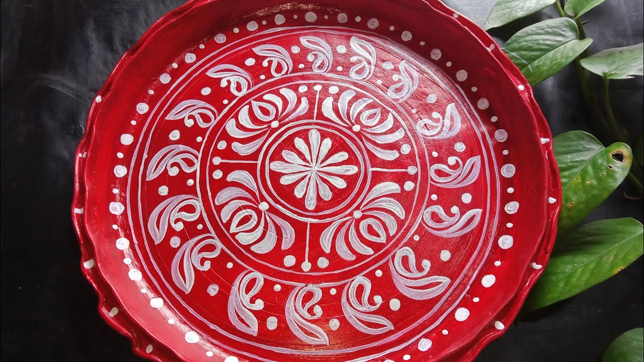 মাটির থালা পেইন্টিং | Clay plate painting | kolka art on clay plate ...