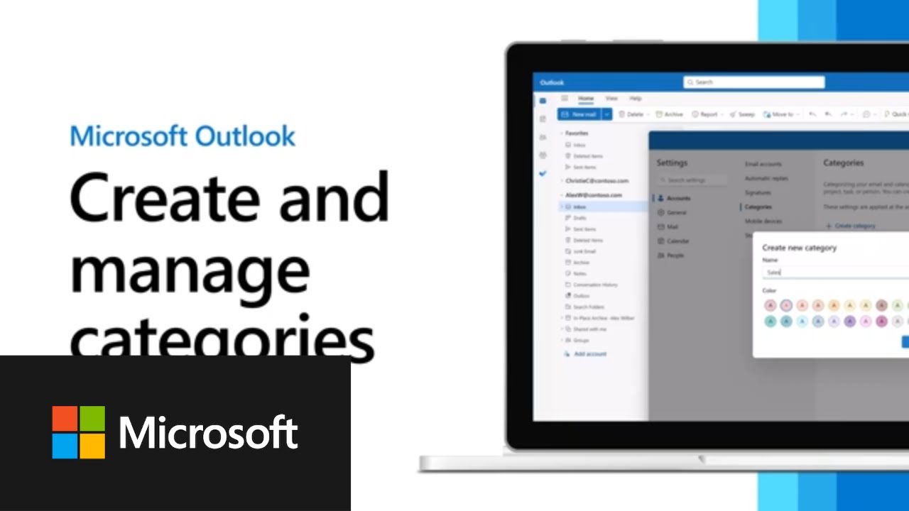 Create and manage categories in the new Outlook for Windows - YouTube