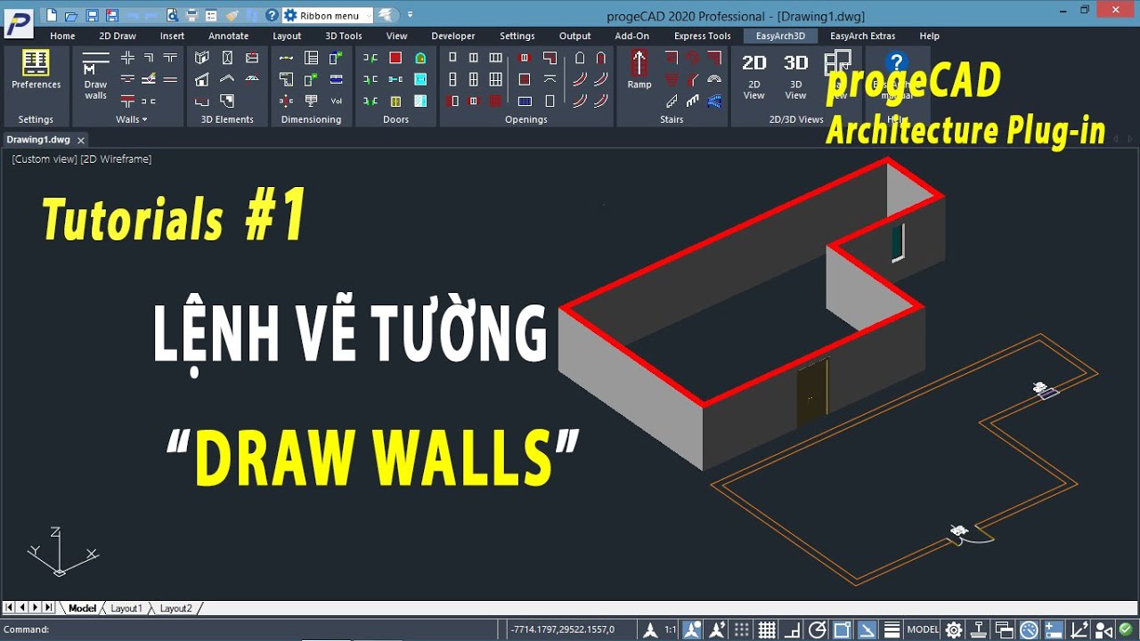 ProgeCAD EasyArch3D 1 H ng D n S D ng L nh V T ng Draw Walls How To Use Draw Walls ProgeCAD EasyArch3D 1 H ng D n S D ng L nh V T ng Draw Walls How To Use Draw Walls