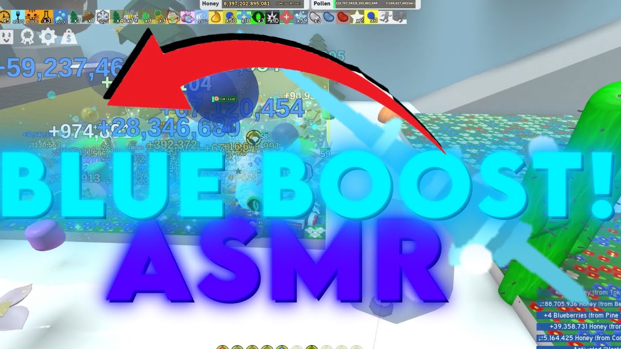 ASMR BLUE HIVE BOOST! | Pollen Text On | Roblox Bee Swarm Simulator ...