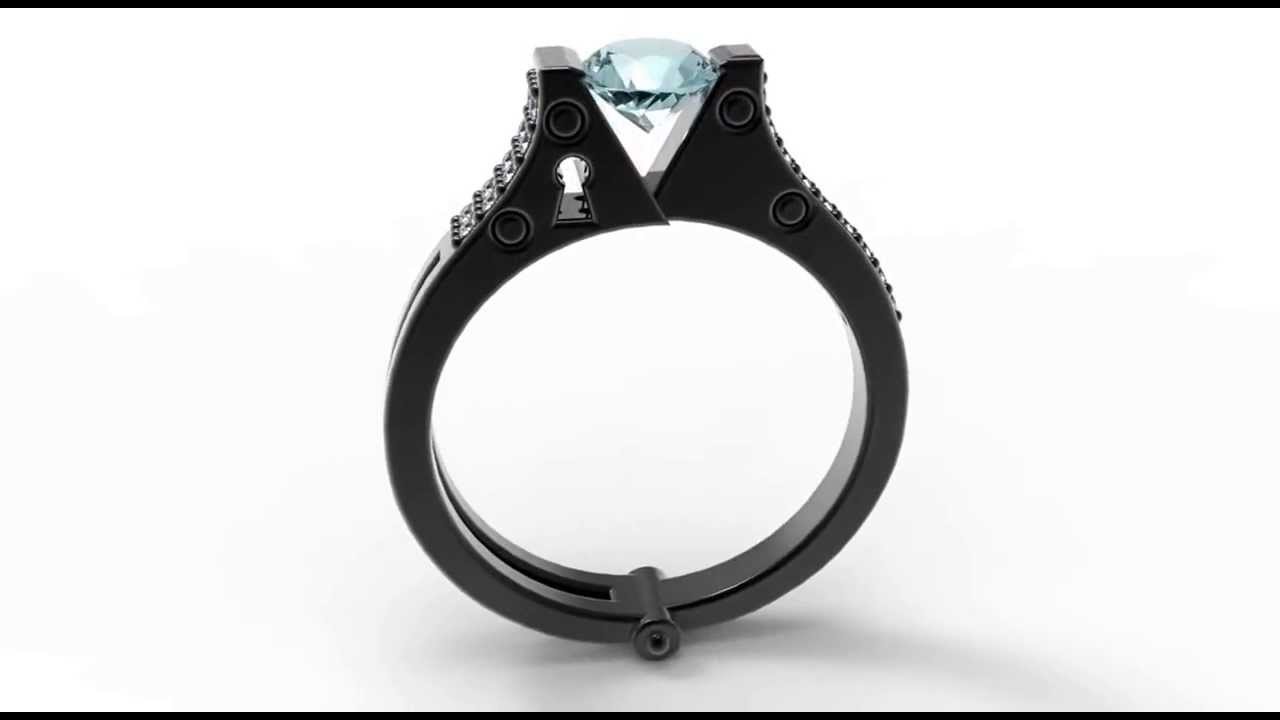 Aquamarine And Diamond Handcuff Engagement Ring - YouTube