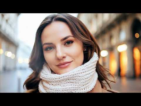 Elegant Woman Portrait in a Winter City with Soft Holiday Bokeh #WinterElegance #ChristmasGlow
