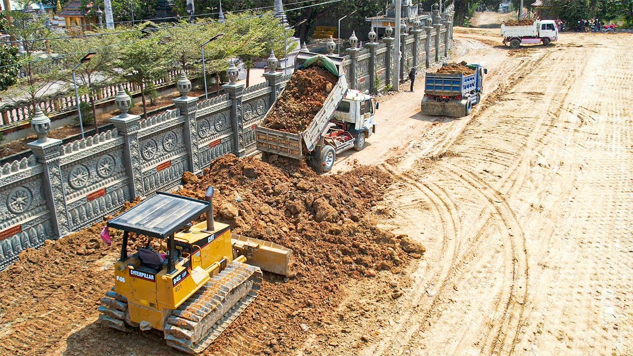 Excellent Work Expand The Building New Village Road Bulldozer Push Soil ...