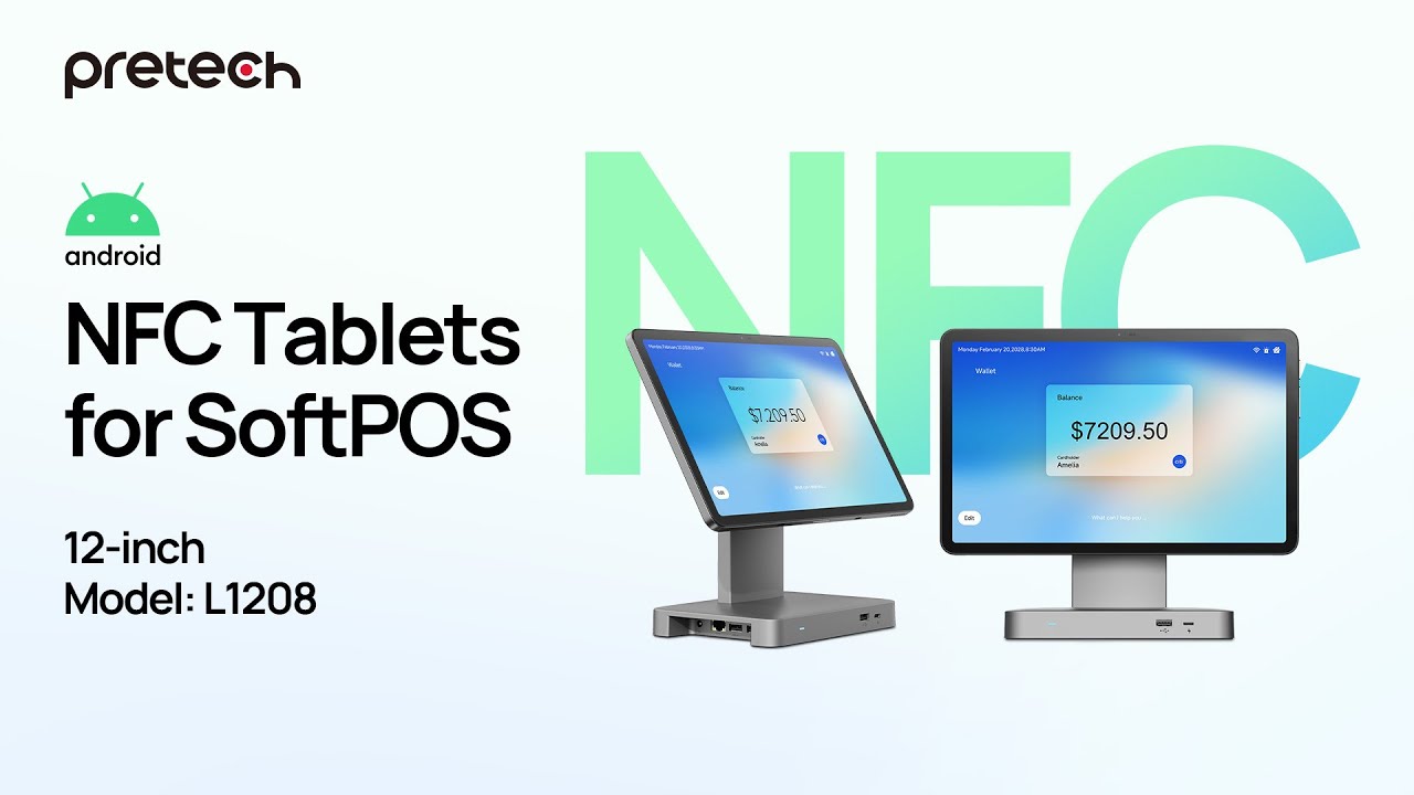 EMVCo 12-Inch NFC Tablet with Multi-Port Cradle | Pretech L1208 - YouTube