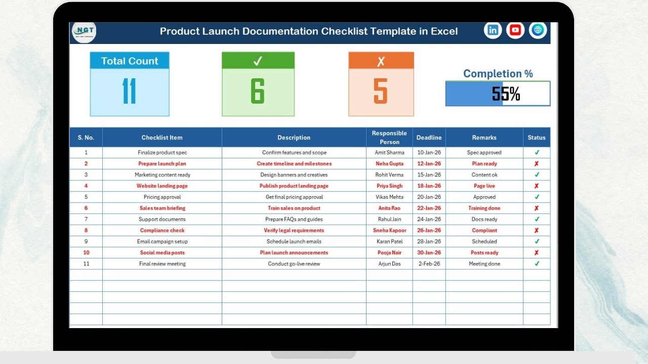 Product Launch Documentation Checklist in Excel - YouTube