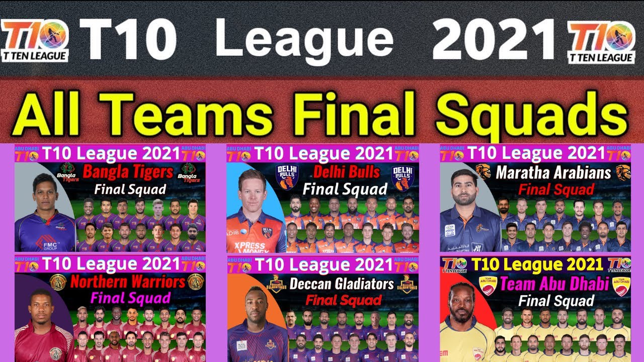 T10 League 2021 All Teams Final Squad I All Team Final Squad T10 League ...