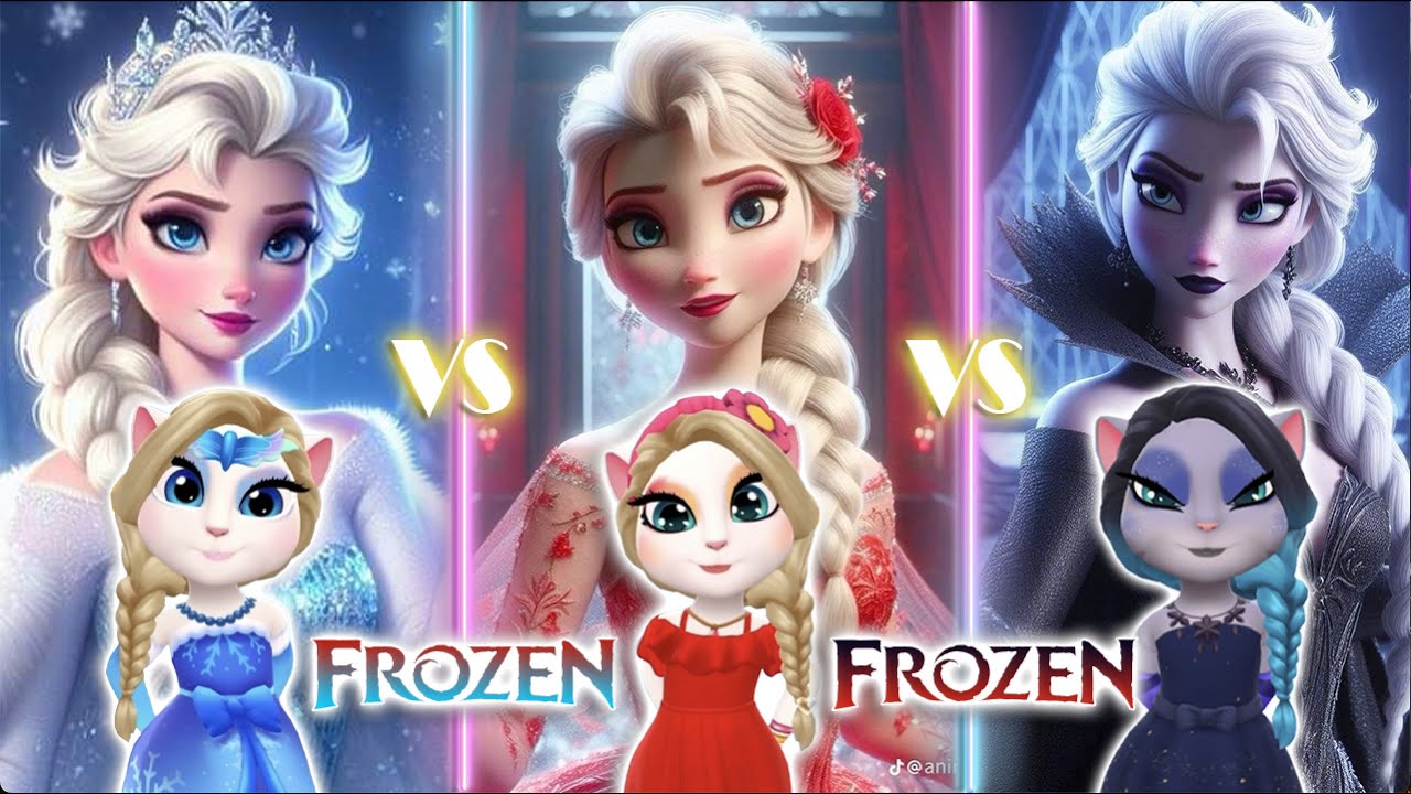 My talking angela 2 | Frozen | RED Elsa ️ VS Black Elsa VS Blue Elsa ...