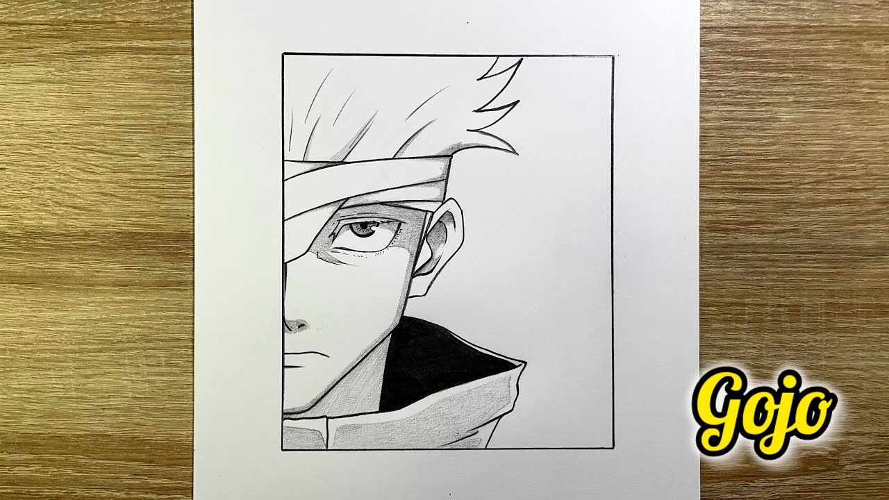 How to Draw Gojo Half Face | Intense Look Anime Drawing Tutorial - YouTube