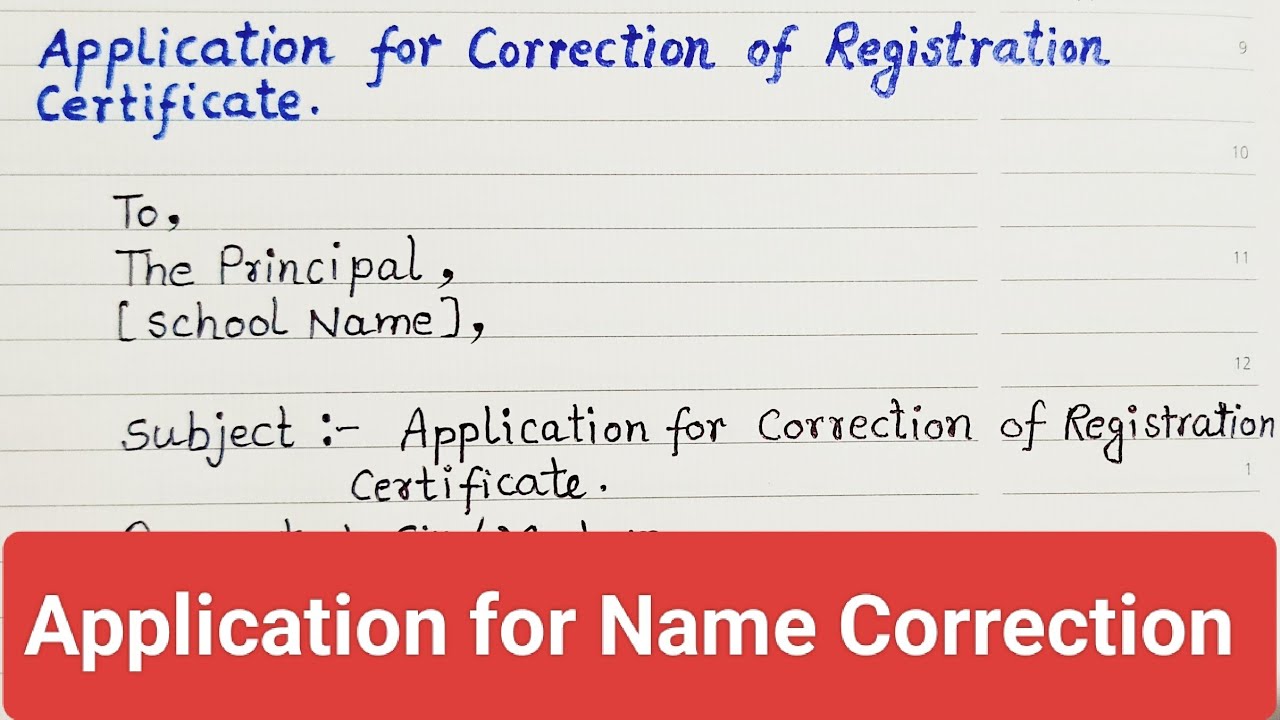 Application to Principal for Name Correction ll Name Correction on ...