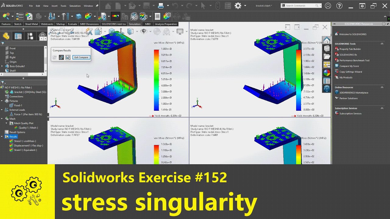 Solidworks Exercise #152 what is a stress singularity in simulation ...