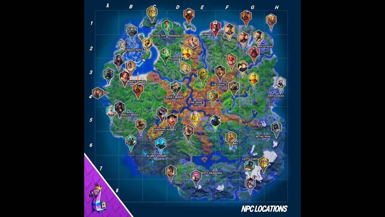 How to unlock all 46 Bosses & NPC character locations guide Fortnite ...