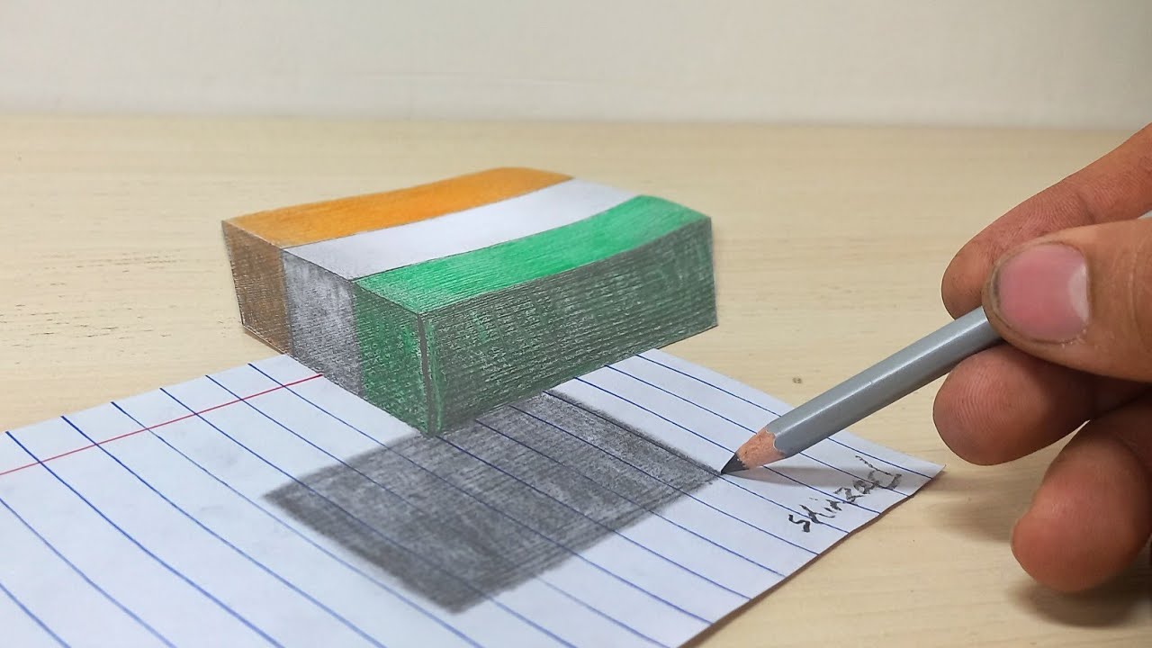 INDIA flag in 3D Drawing . Easy for Beginners - YouTube