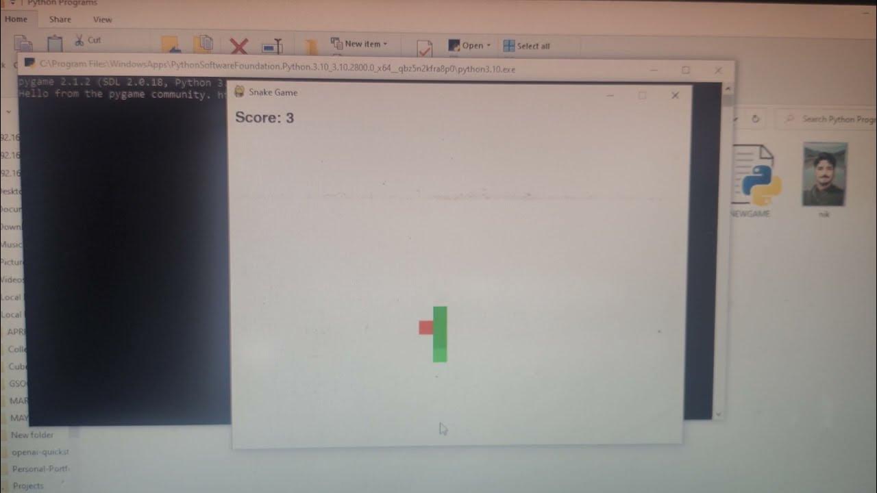 Snake 🐍 2D Game Create By Using Pygame - YouTube