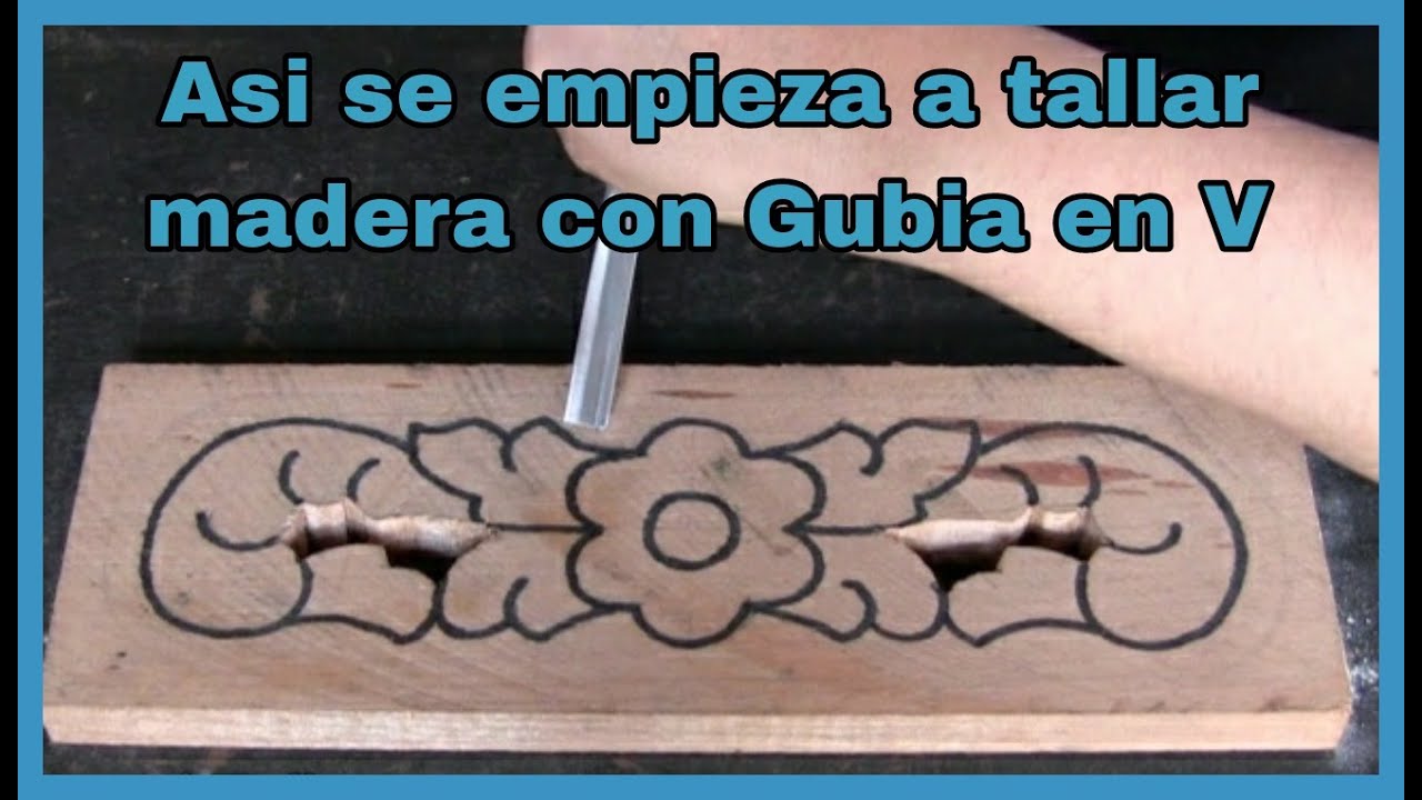 como tallar madera Marcando todo el contorno del diseño con la Gubia a ...