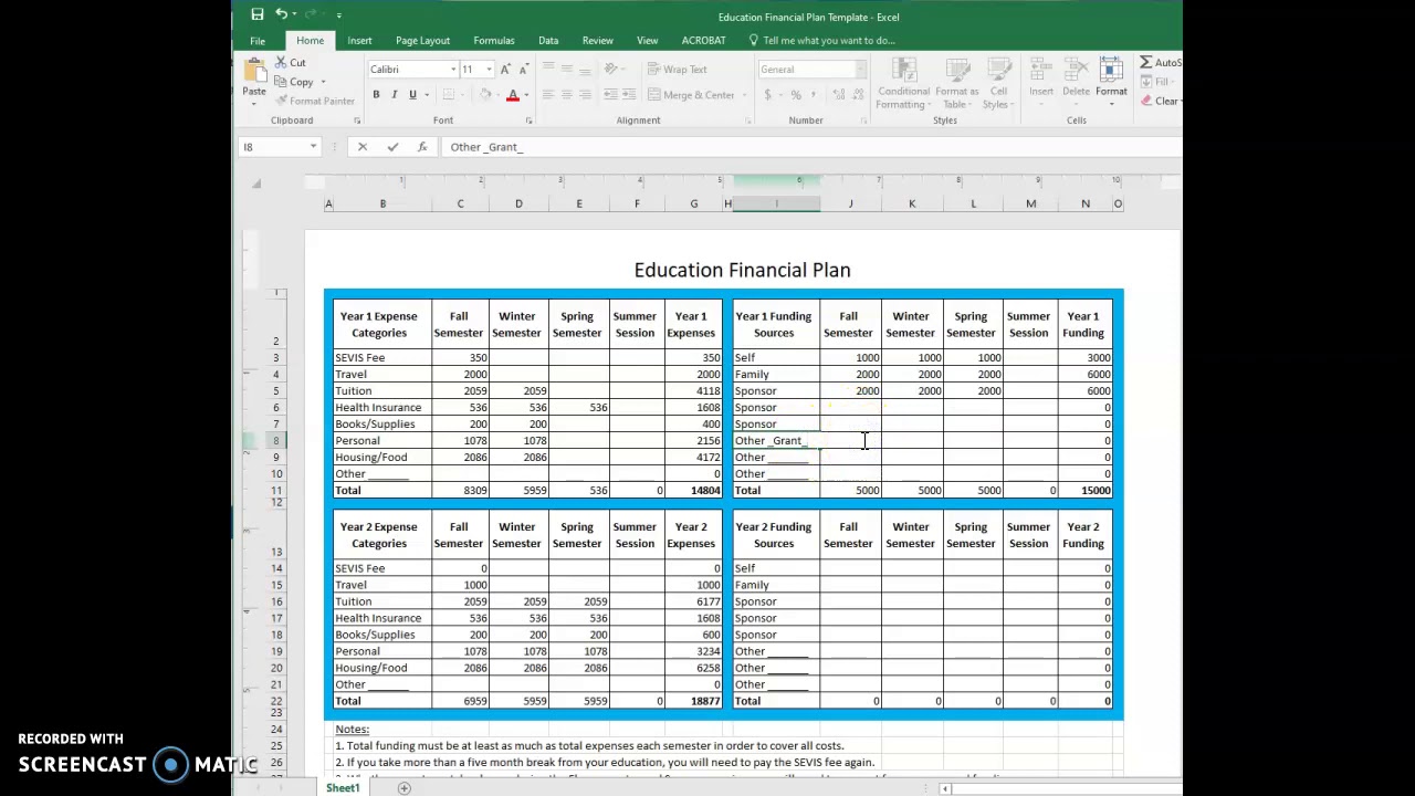 Education Financial Plan Template - Excel - YouTube