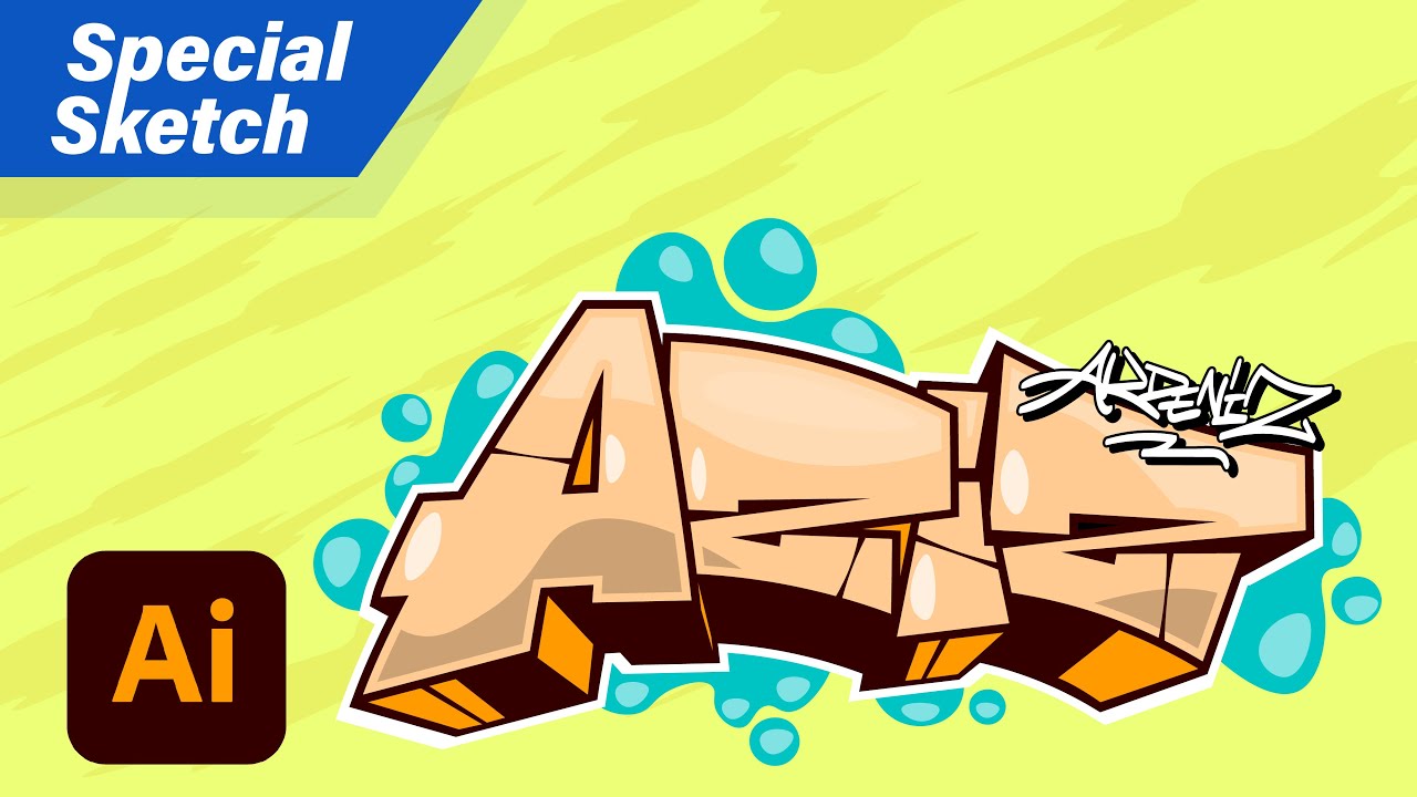 Digital graffiti art on Adobe Illustrator, word: Aziz #digitalart - YouTube