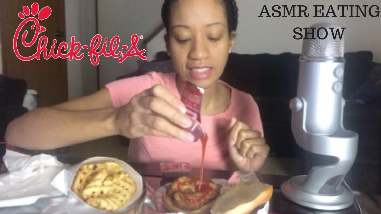 ASMR Ramble Chick Fil A Eating Show Eating Sounds - YouTube