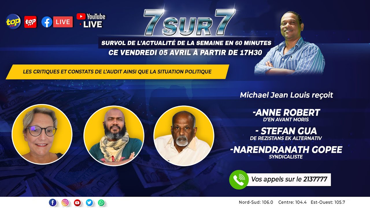 7 sur 7 : Michael Jean Louis accueille Anne Robert , Stefan Gua et ...
