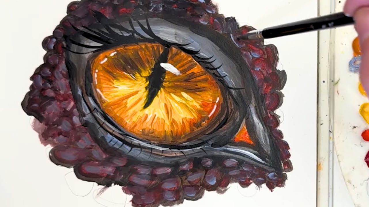 How to Paint a Dragon Eye With Acrylic Paints Step by Step Painting ...