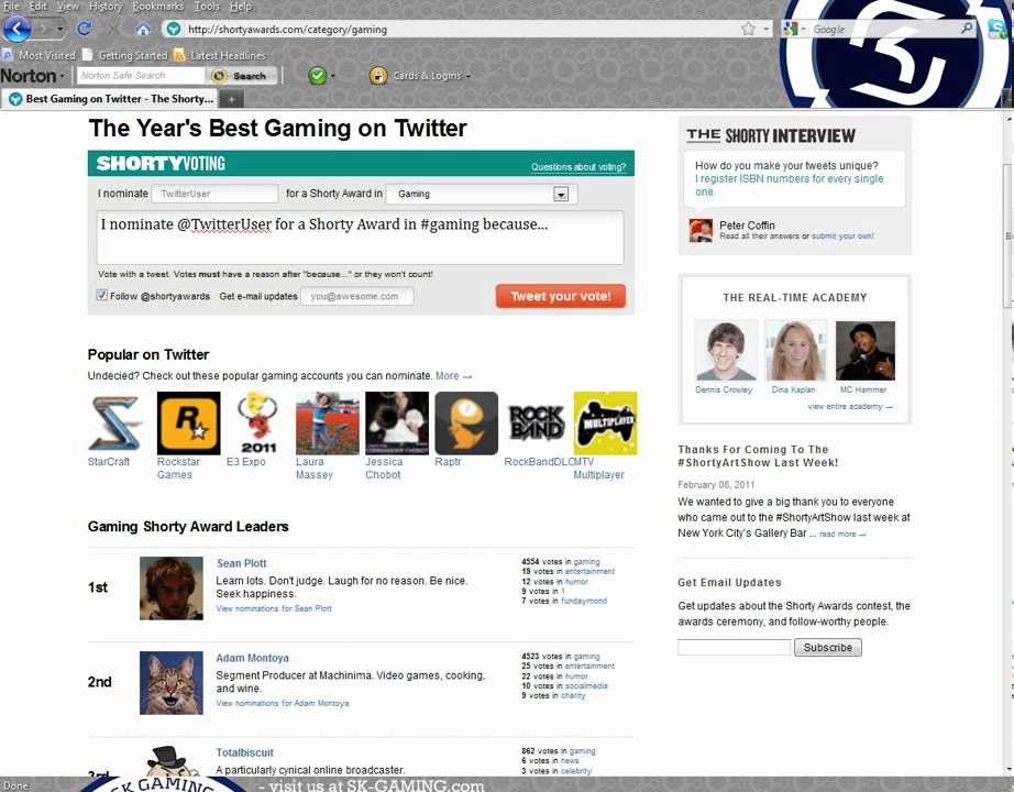 Nomination for Shorty Award - Day9 - Sean Plott - YouTube