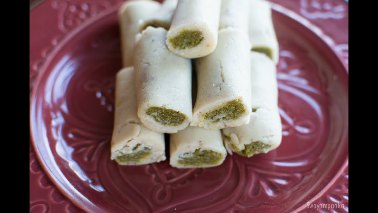 Cashew Pista Roll | kaju pista roll | Vegan sweet recipe | Sweet ...