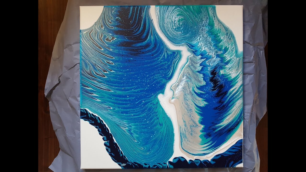 pouring with blue, no Silicone 50x50cm (171) - YouTube