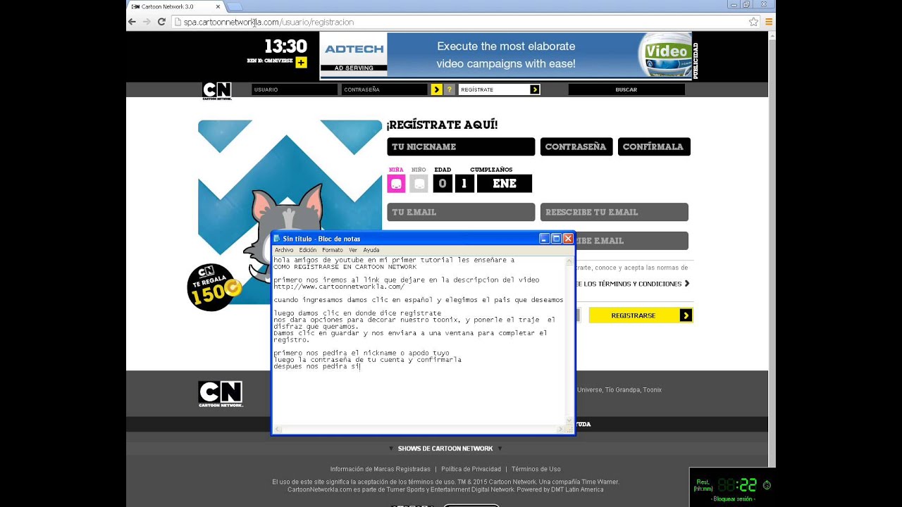 COMO REGISTRARSE EN CARTOON NETWORK 2015 - YouTube